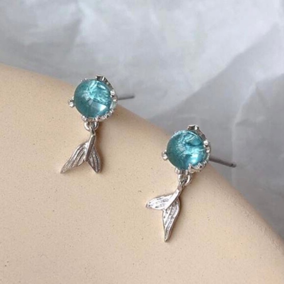 Jewelry | Saltwater Droplet On Mermaids Tail Whale Ocean Sea Tropical Island 925 Studs | Poshmark